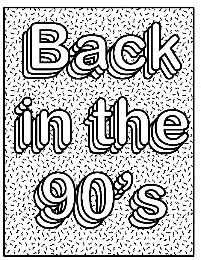 Back in the 90s Adult Digital Coloring Page | Etsy