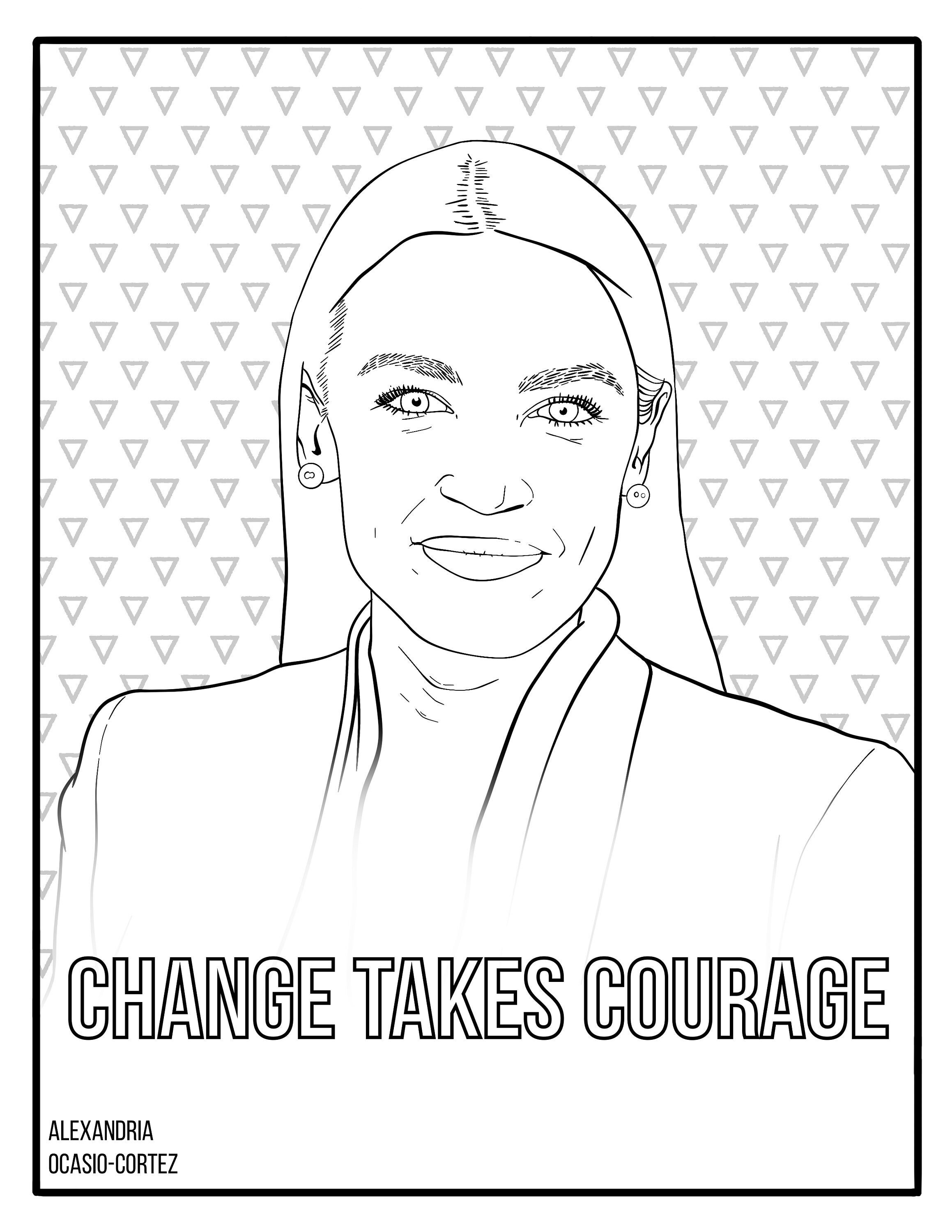 Change Takes Courage, AOC, Adult Digital Coloring Page - Etsy