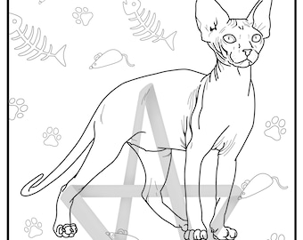 Sphynx Cat Adult Coloring Book Page Printable Instant Download - Etsy