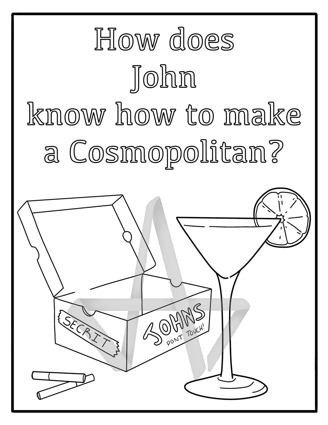 John Mulaney Adult Digital Coloring Page “cosmopolitan” - Etsy