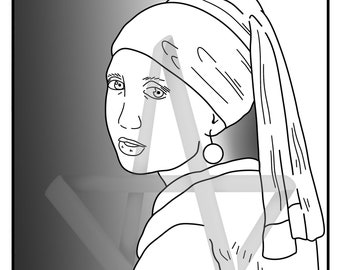 Vermeer's Girl With A Pearl Earring Coloring Page and Worksheets Art ...