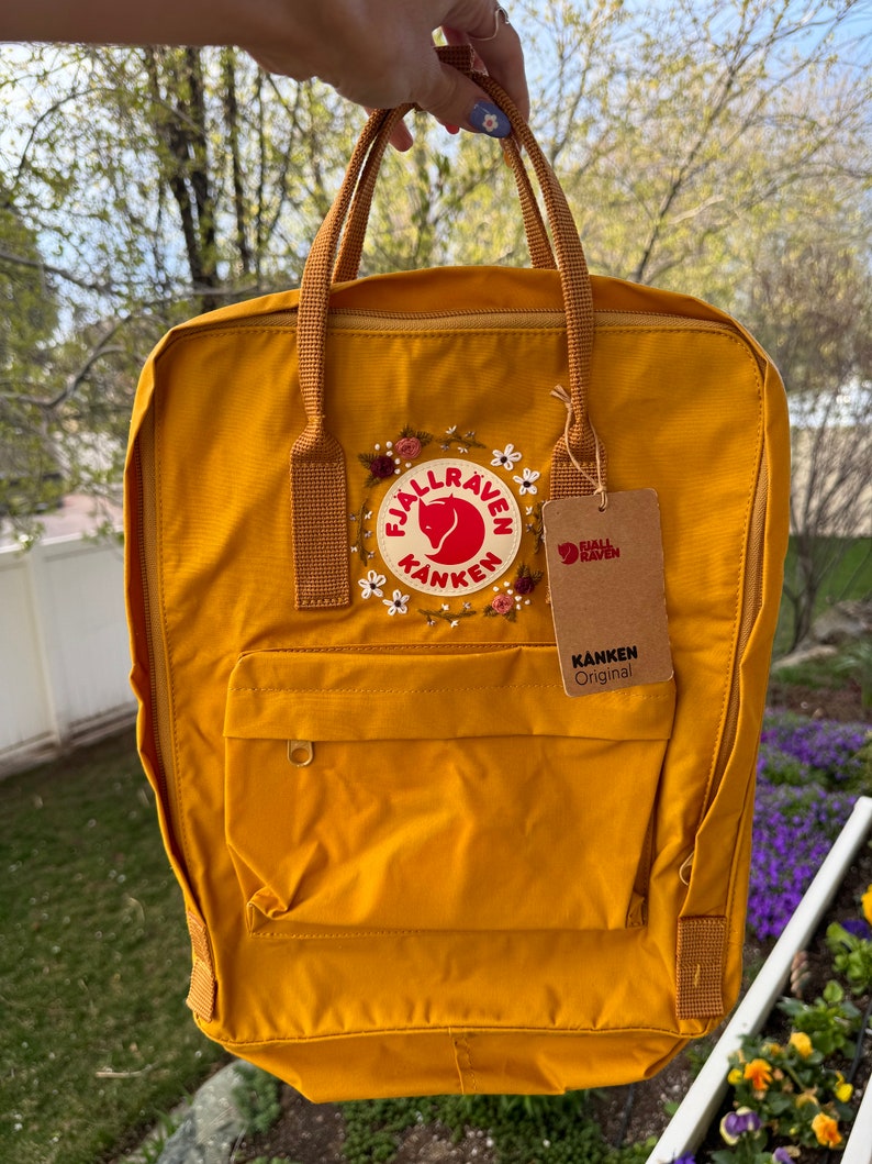 READY TO SHIP Fjallraven Classic Kanken Hand Embroidered Floral ...