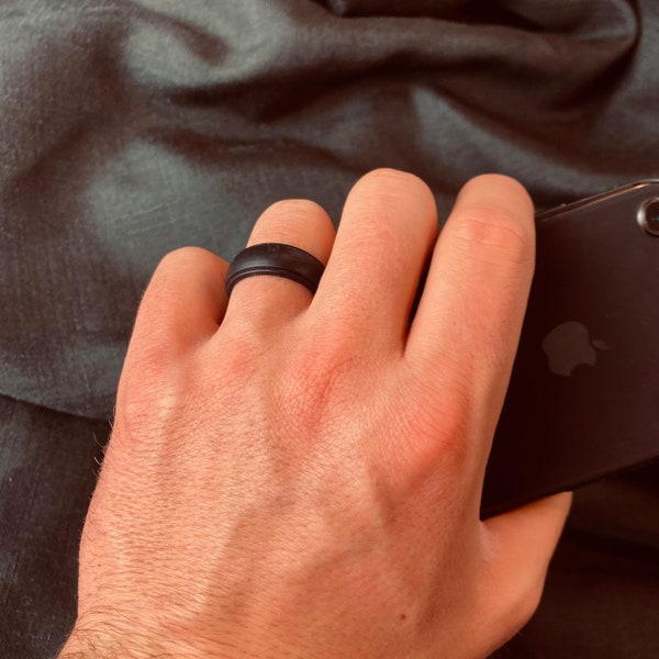 Black Rubber Wedding Bands - Etsy