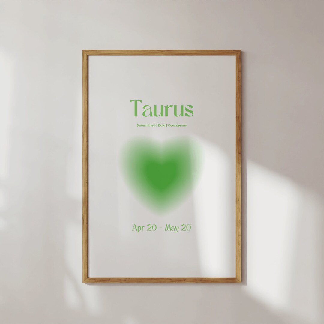 Taurus Star Sign Green Aura Printable, Taurus Birthday Gift, Zodiac ...