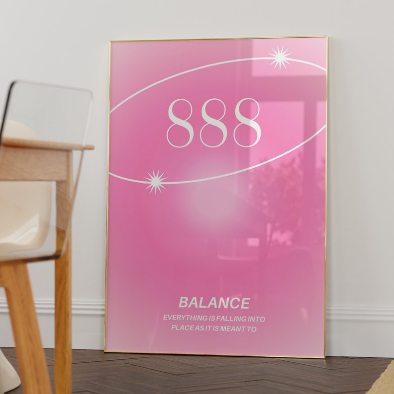 888 Print, Angel Numbers Poster, Light Pink Wall Art, Girly Wall Art ...