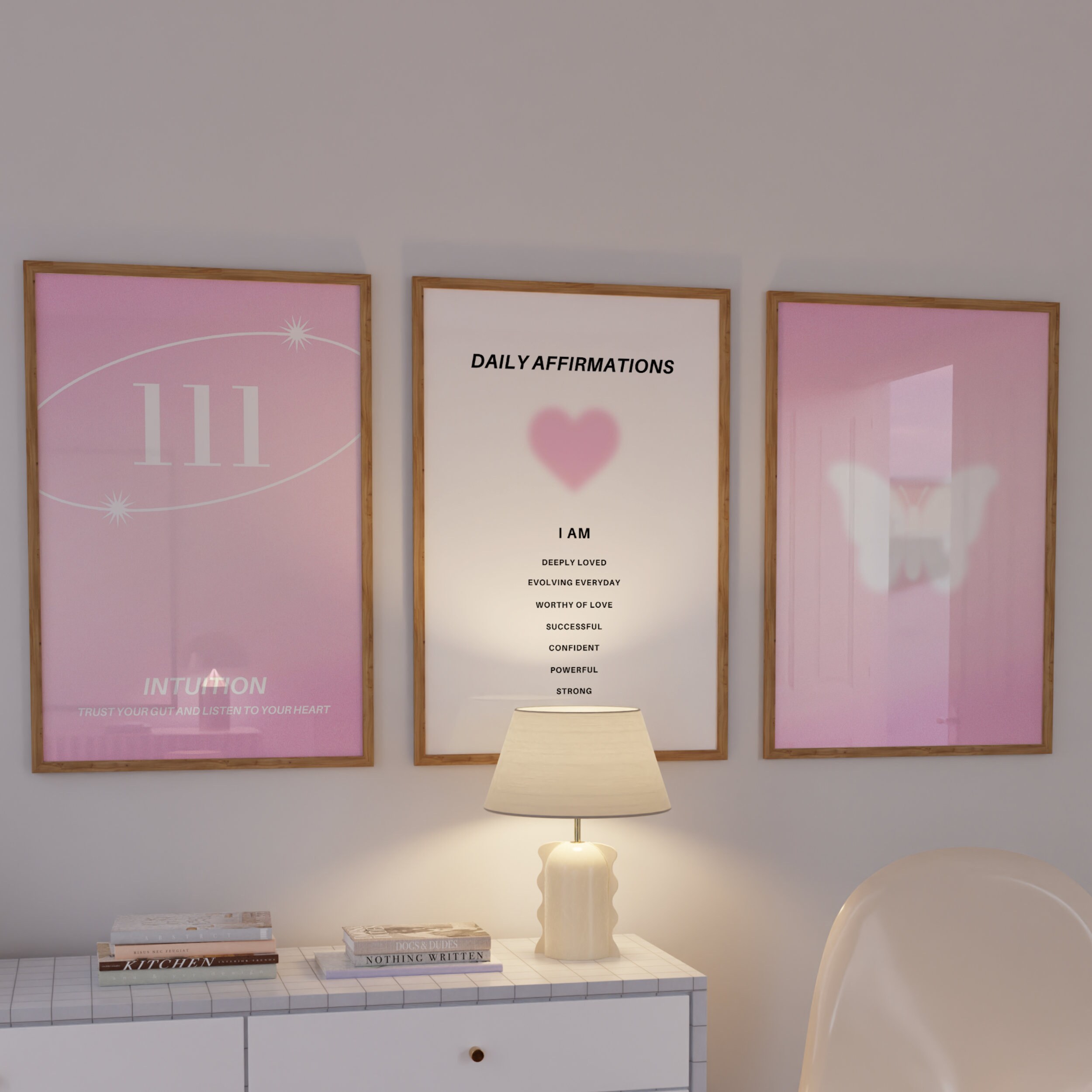 Pink Aura Poster Set, Set of 3 Affirmation Poster, Trust Gradient ... Pink Aura Poster Set, Set of 3 Affirmation Poster, Trust Gradient ...