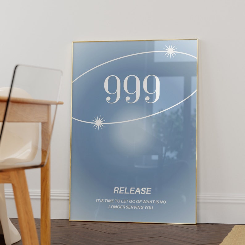999 Print, Angel Numbers Print, Gradient Print, Good Vibes Poster ...