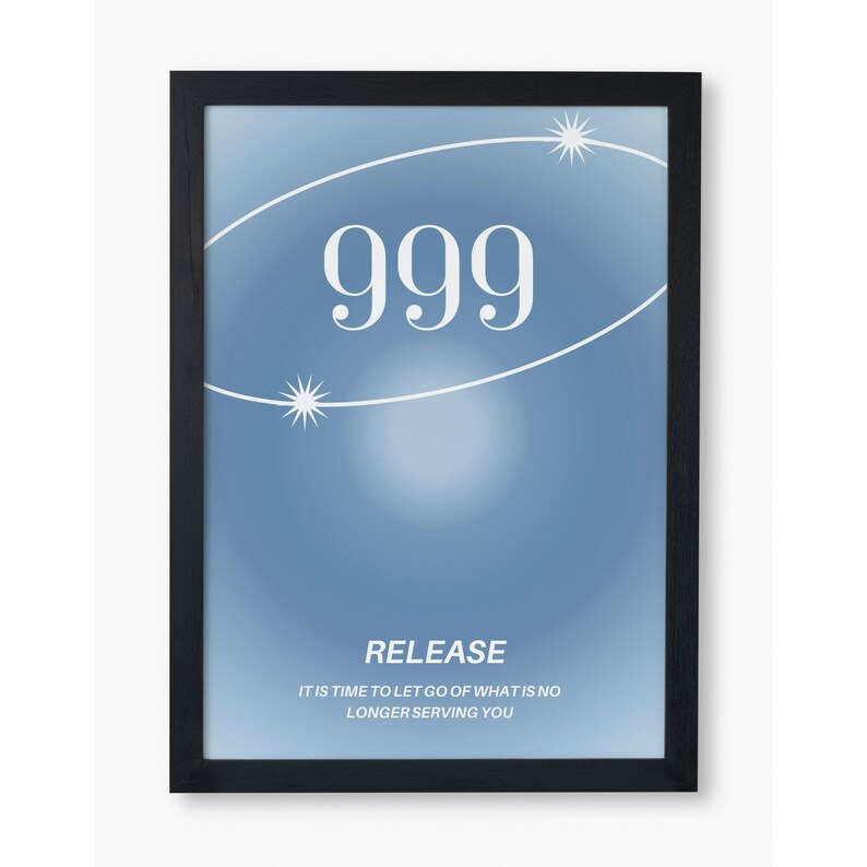 999 Print, Angel Numbers Print, Gradient Print, Good Vibes Poster ...