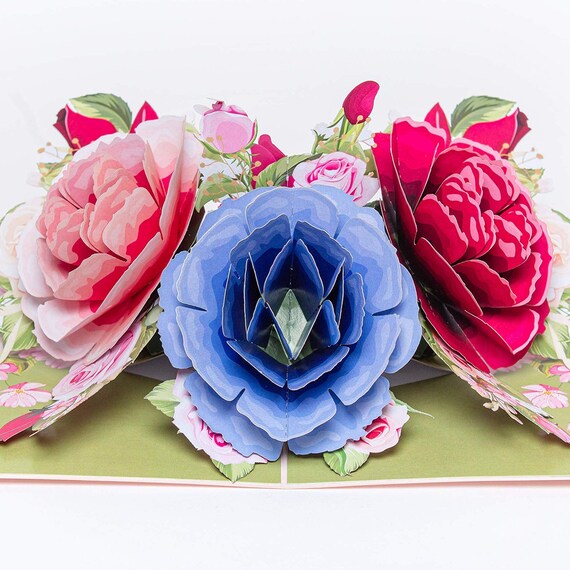 Pop up Greeting Card Rose Flower 3D Cards for Birthday - Etsy
