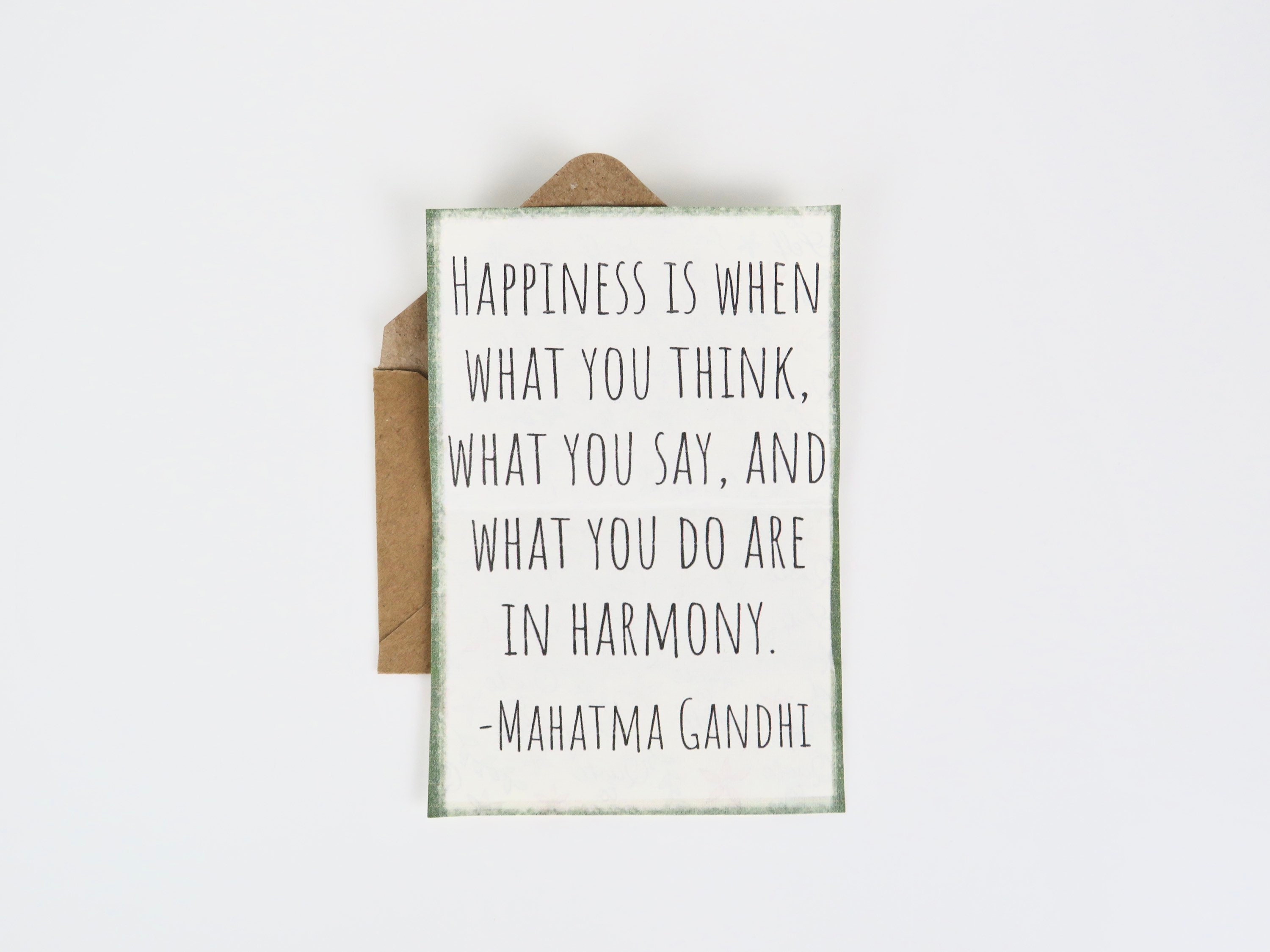 Happiness Quote Happy Mail Letter Inspirational Gift Gandhi | Etsy