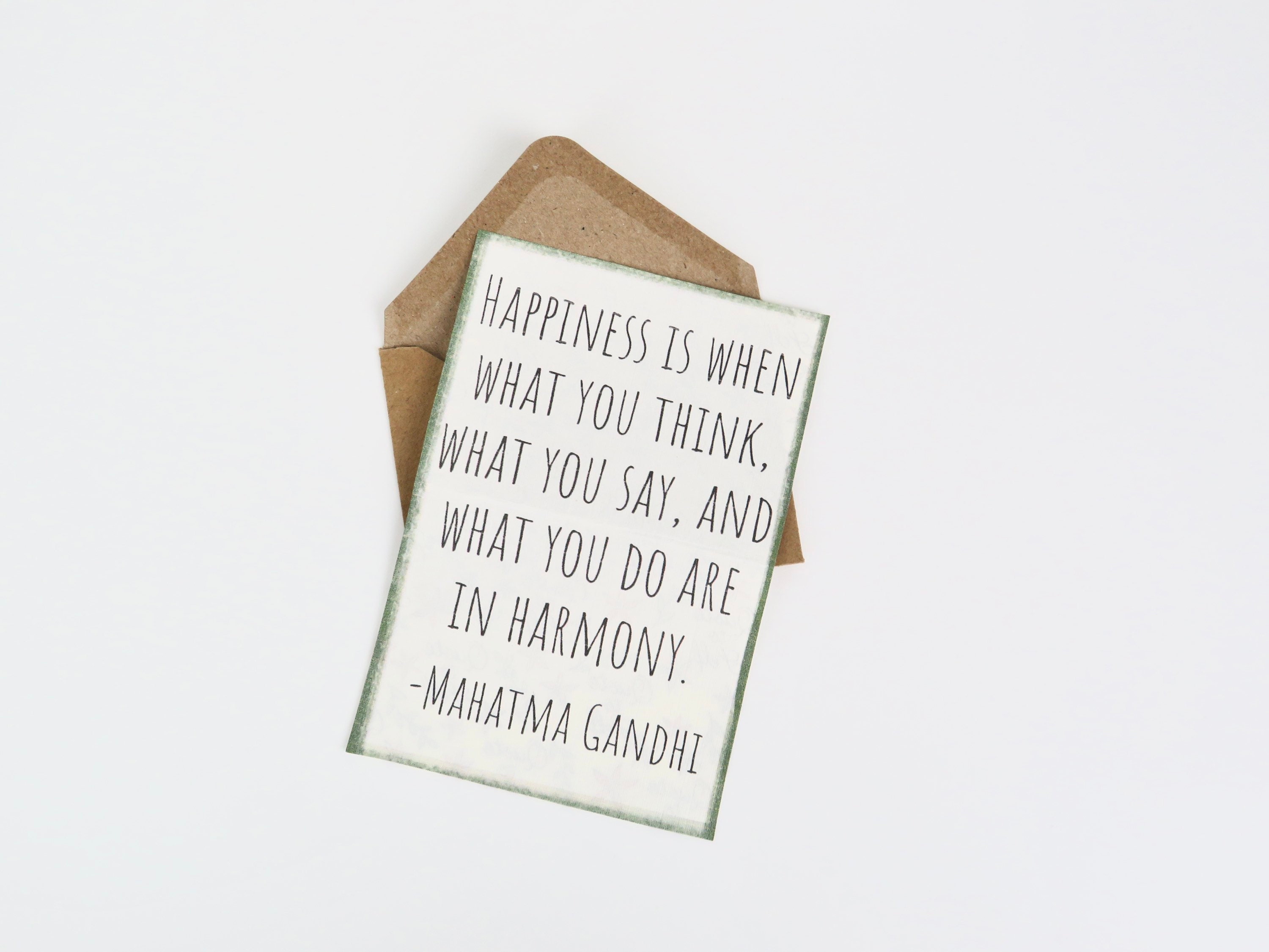 Happiness Quote Happy Mail Letter Inspirational Gift Gandhi - Etsy UK