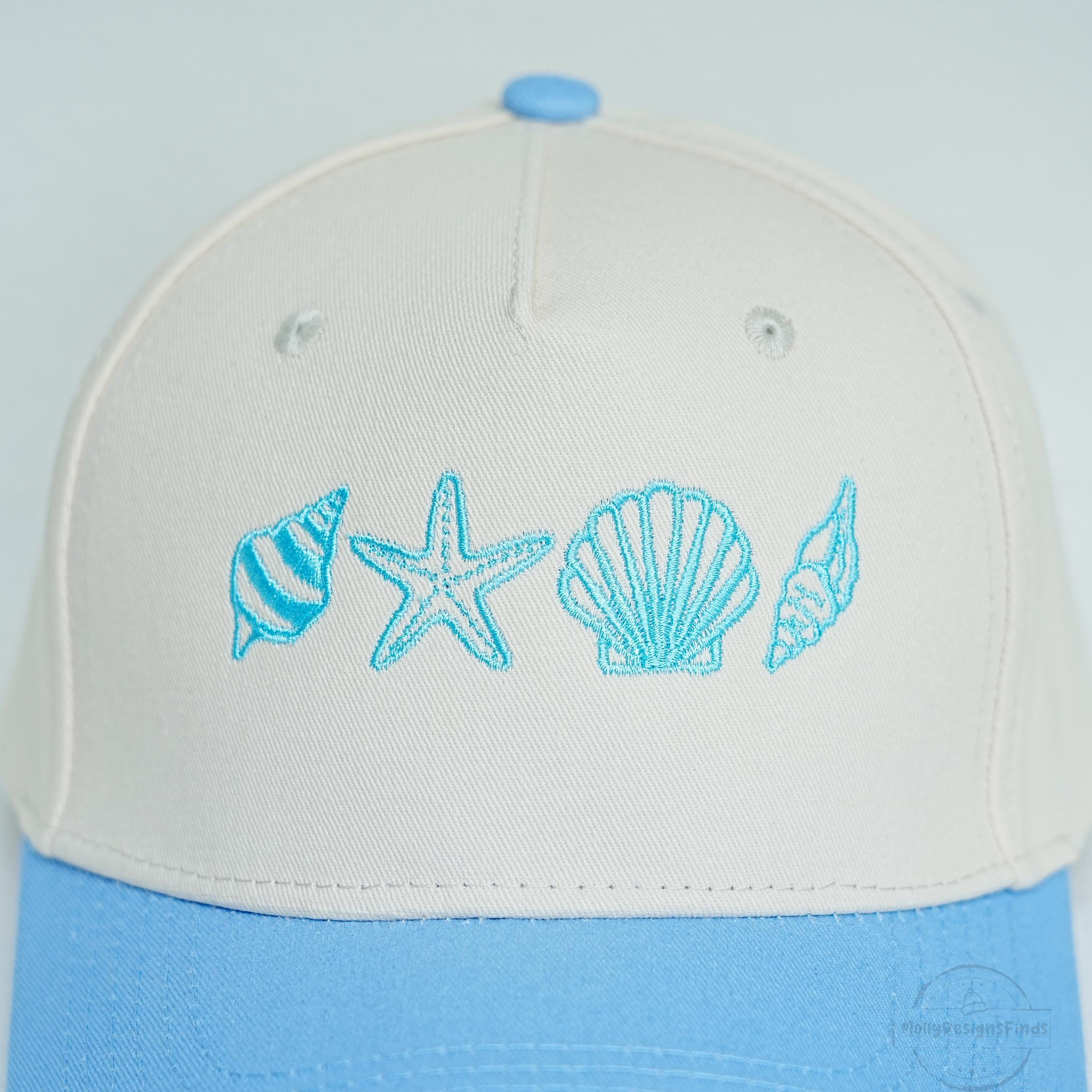 Seashell Embroidered Hat,embroidered Starfish and Seashell Trucker Hat ...