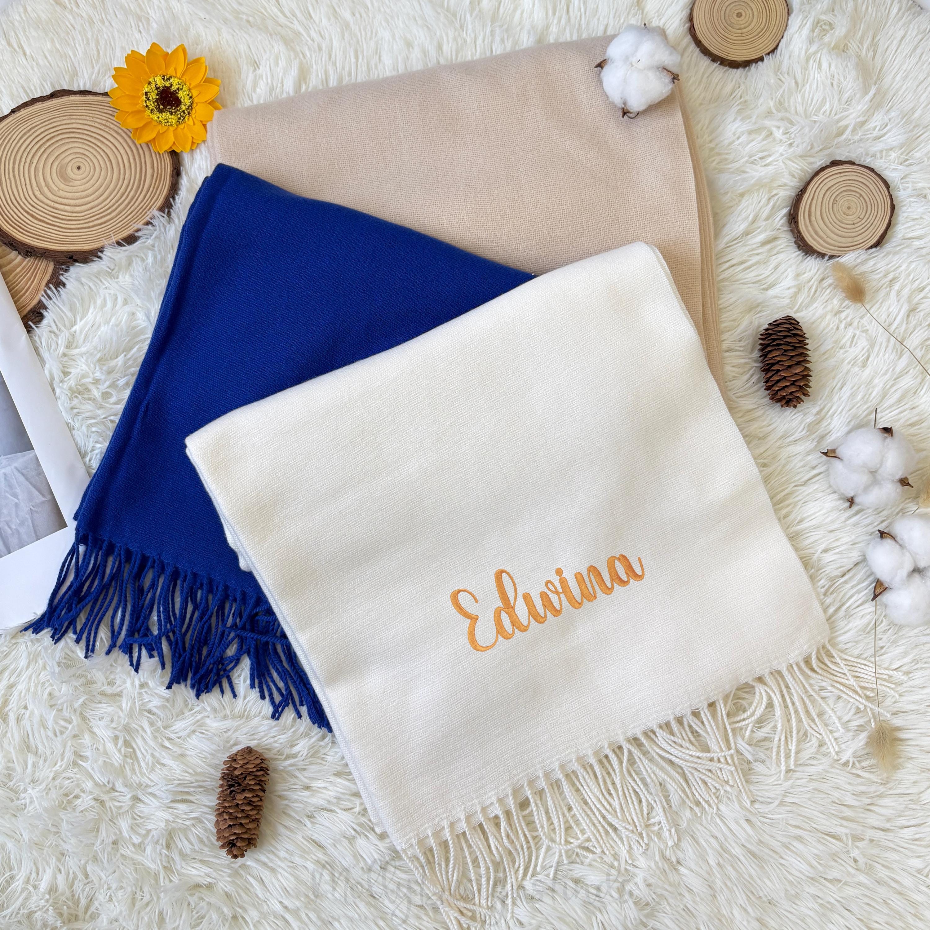 Personalised Name Embroidered Shawl Scarf,monogrammed Oversized Scarf ...