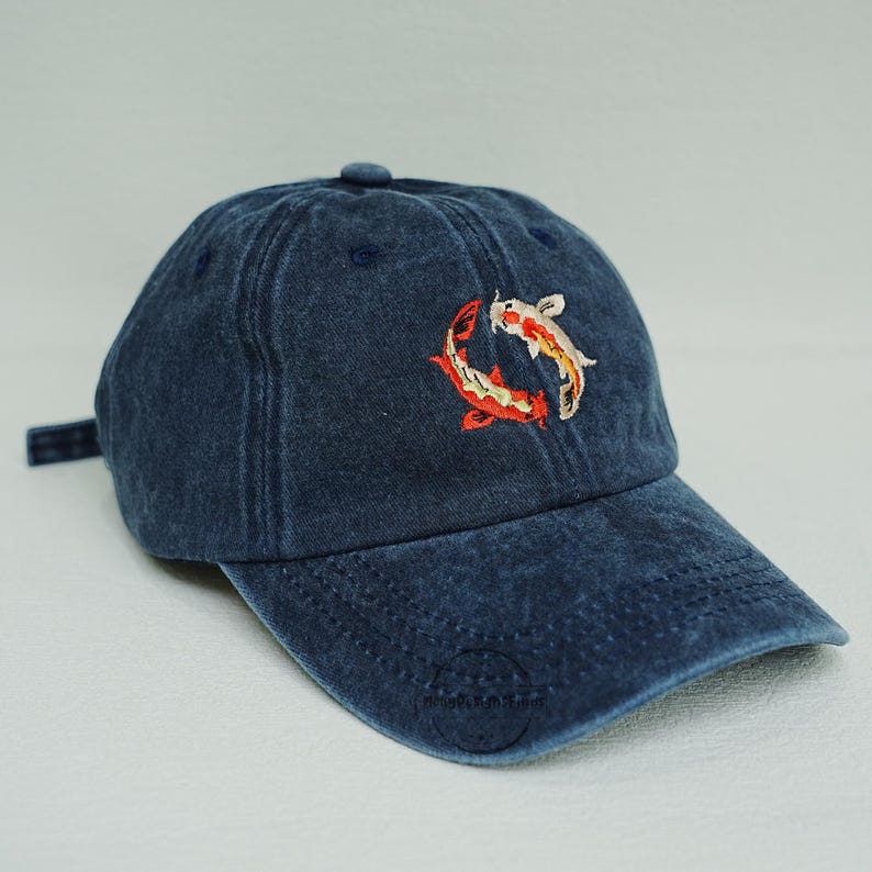 Koi Fish Embroidered Hat,japanese Koi Fish Embroidered Adjustable Hat ...