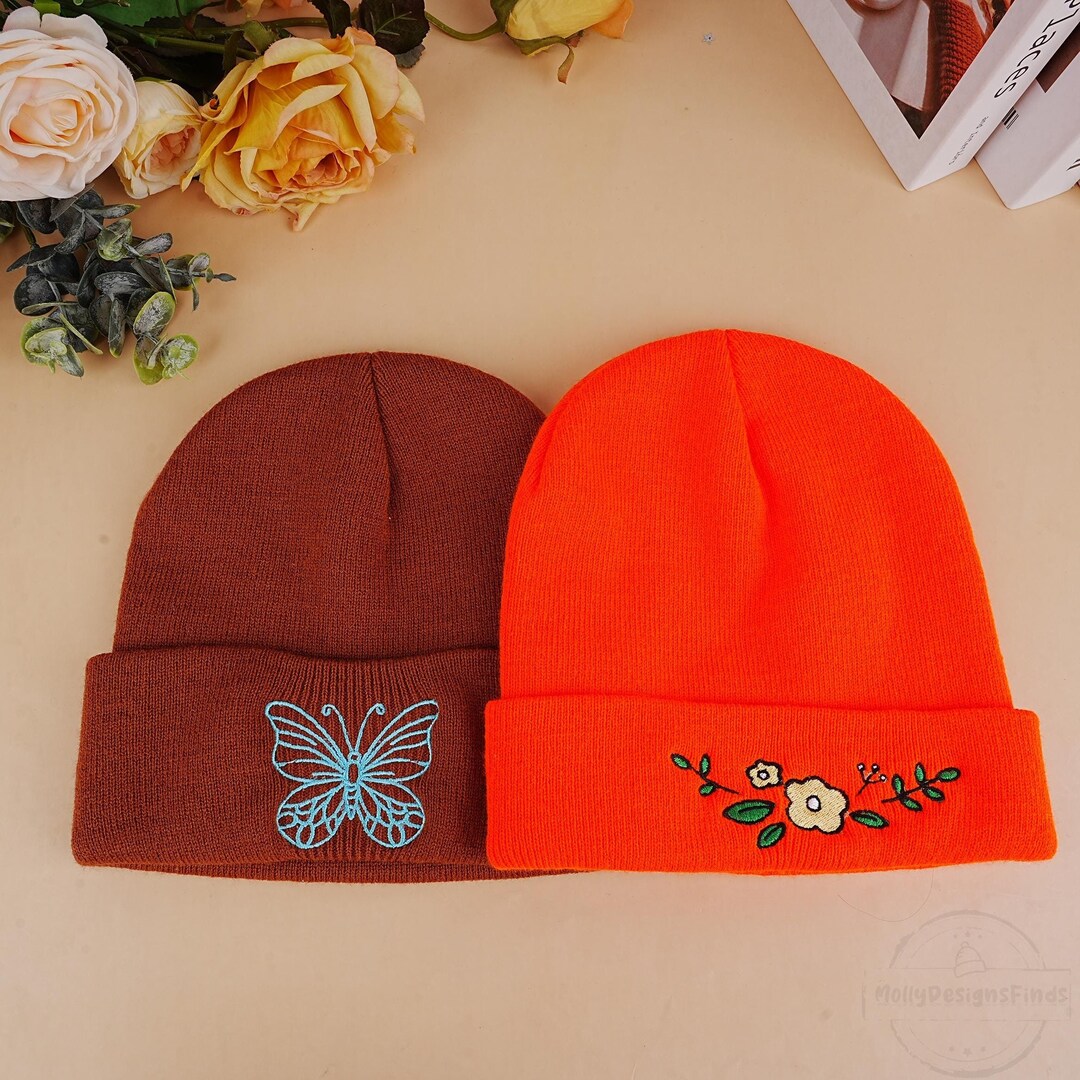Personalized Embroidered Butterfly Flower Beanie Hat,custom Icon ...