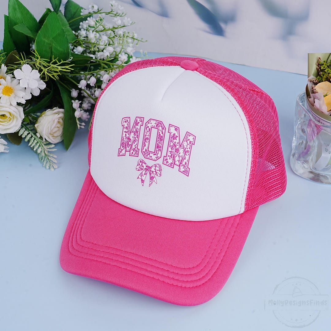 Retro MOM Floral Puff Trucker Caps,mom Baseball Trucker Hats,coquette ...