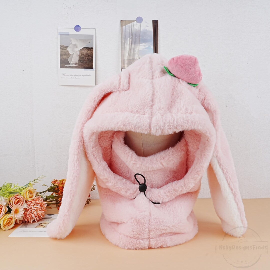 Cute Bunny Pullover Hat,full Face Ski Mask,cartoon Animal Plush Hat ...