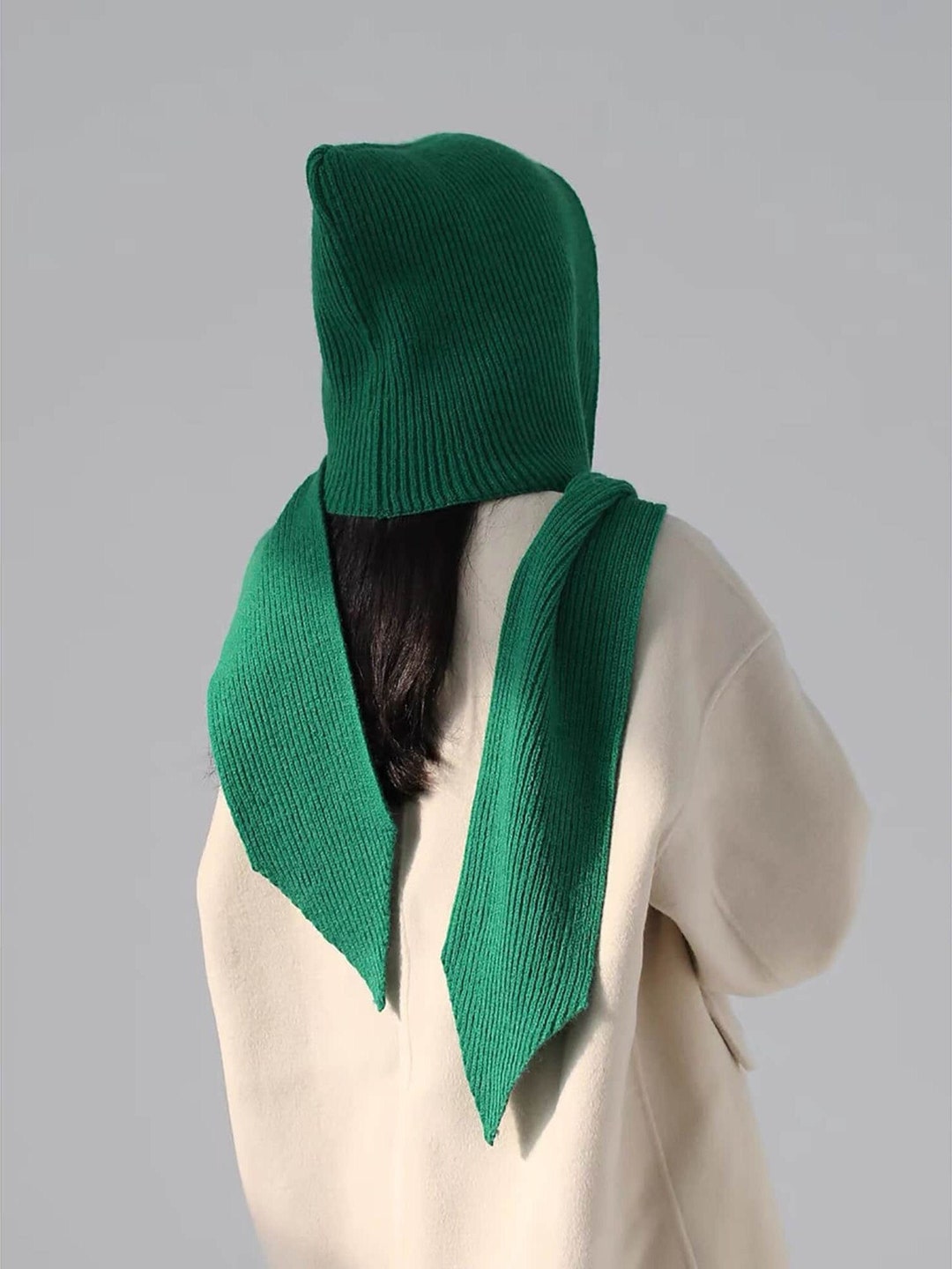 Scarf Shawl All-in-one Hatssimple Solid Crochet Hatsknitted - Etsy