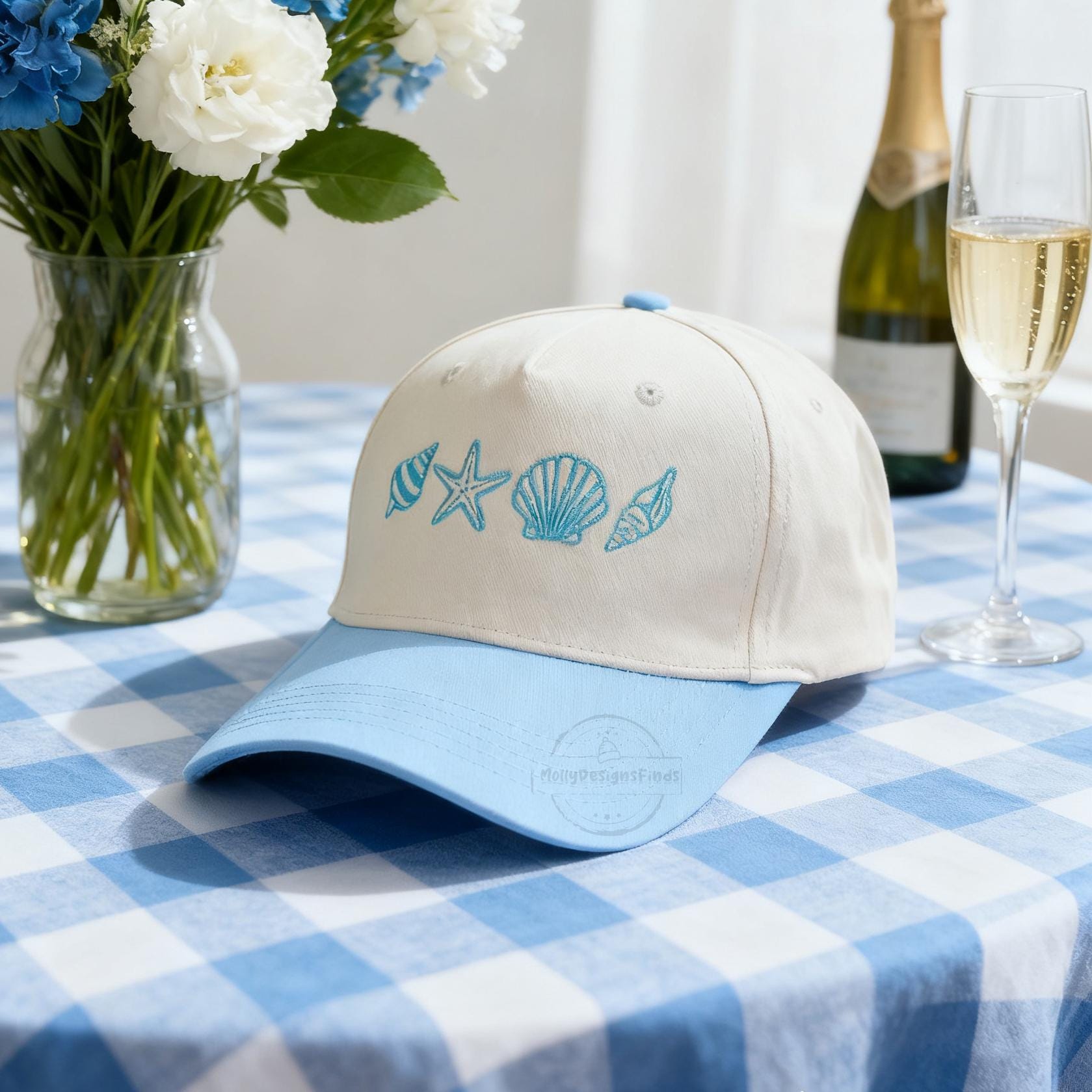 Seashell Embroidered Hat,embroidered Starfish and Seashell Trucker Hat ...