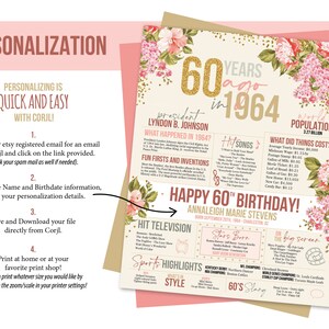 60th Birthday Sign 1964, 60th Birthday Gift for Him or Her, 60th ...