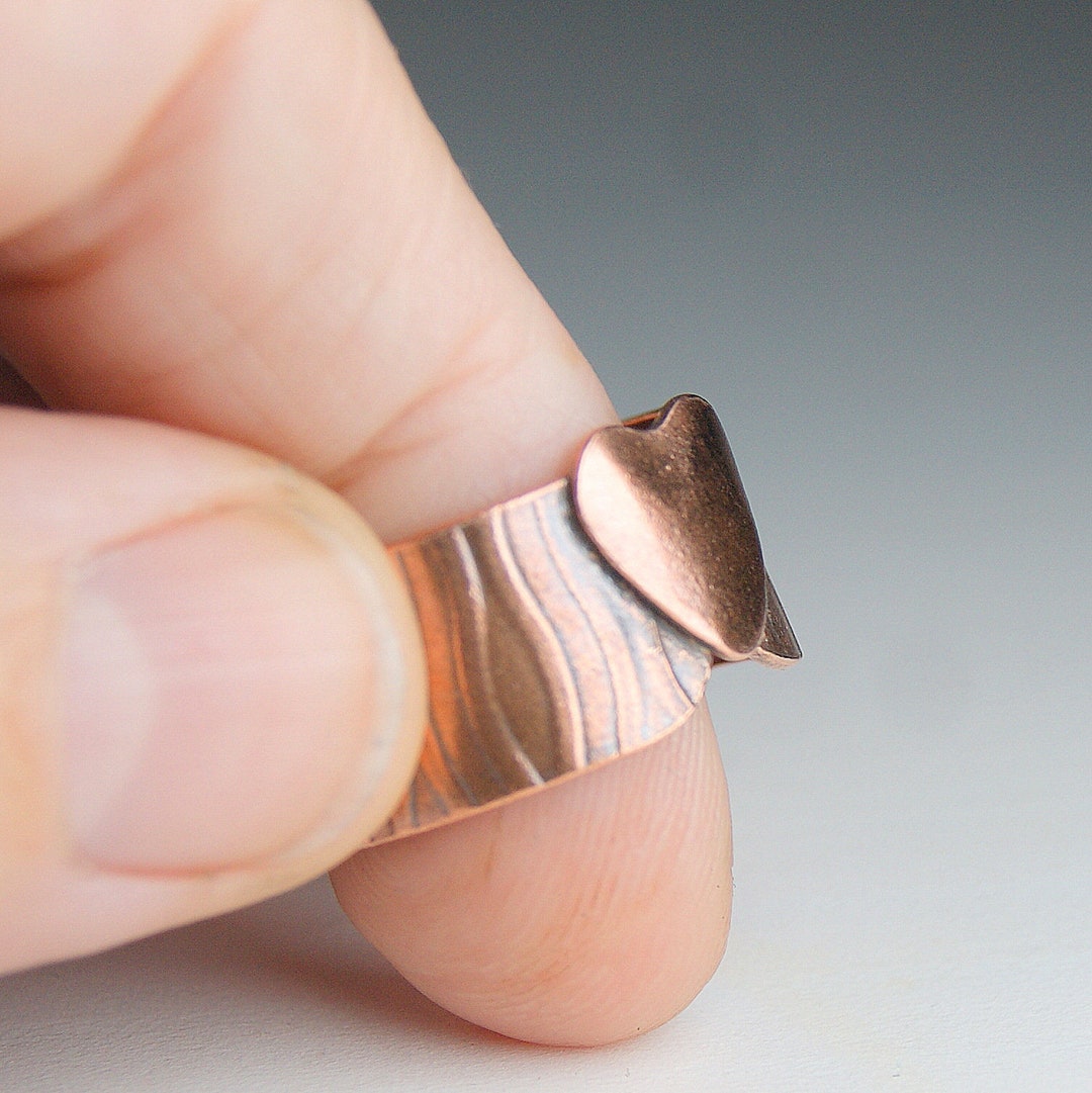 Pure Copper Ring, Copper Heart Ring, Love Ring, Boho Rustic Jewellery ...