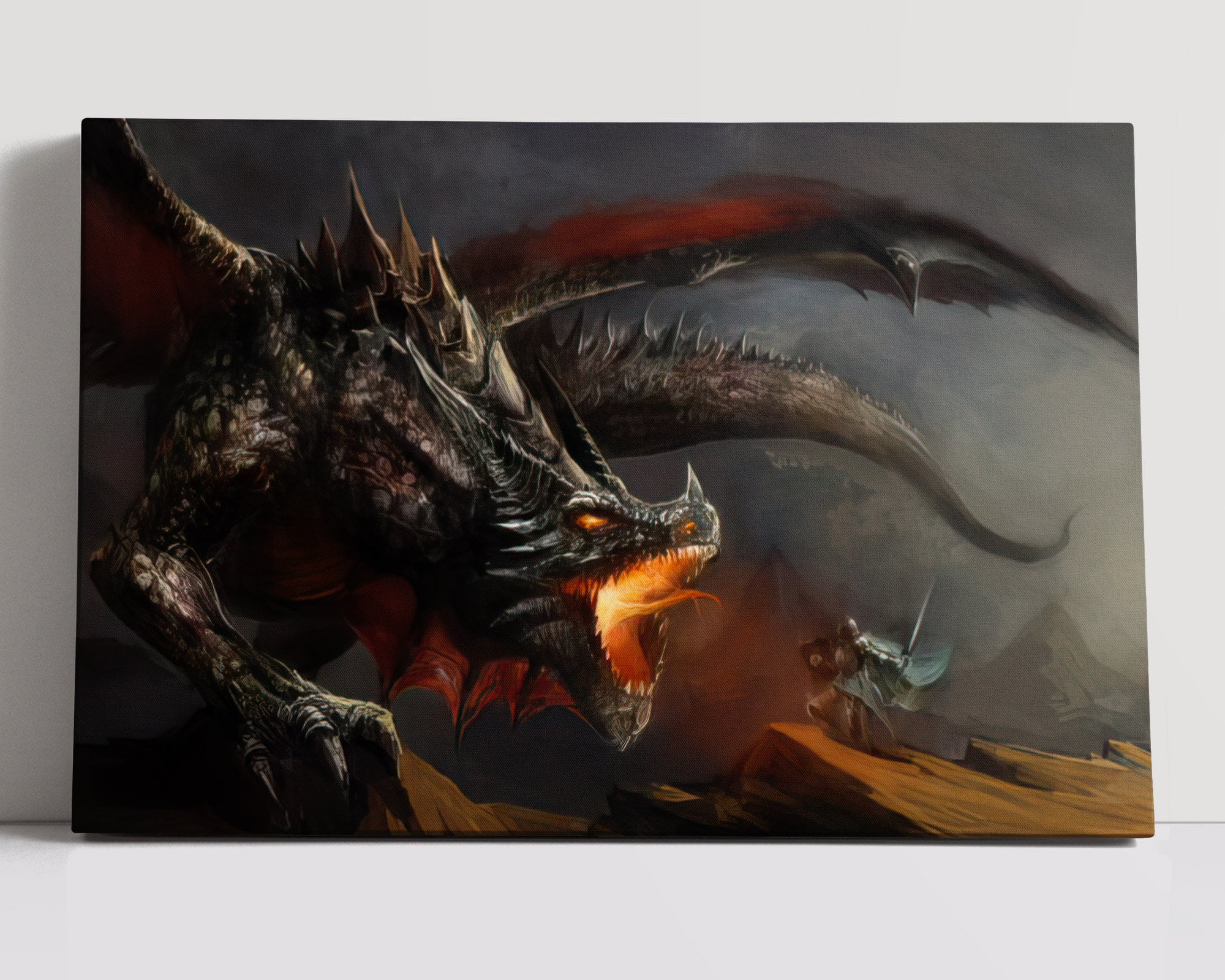 Medieval Knight Fighting Dragon
