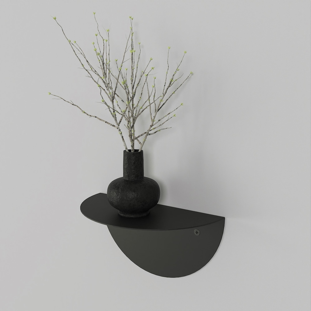 Floating Half Circle Wall Shelf | Minimalist Metal Shelf for Home Decor ...
