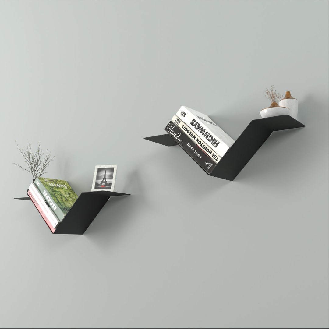 Minimalist Floating Bookshelf, Modern Bookshelf Decor, Metal Floating ...