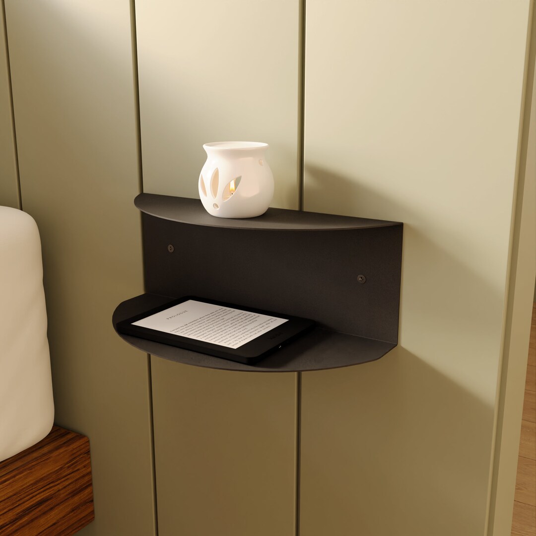 Modern Floating Shelf, Metal Bedside Table, Minimalist Nightstand ...