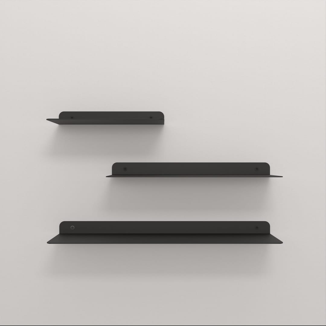 Black Floating Shelf, Minimalist Display Wall Shelf, Modern Decorative ...