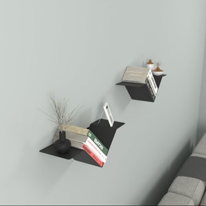 Minimalist Floating Bookshelf, Modern Bookshelf Decor, Metal Floating ...
