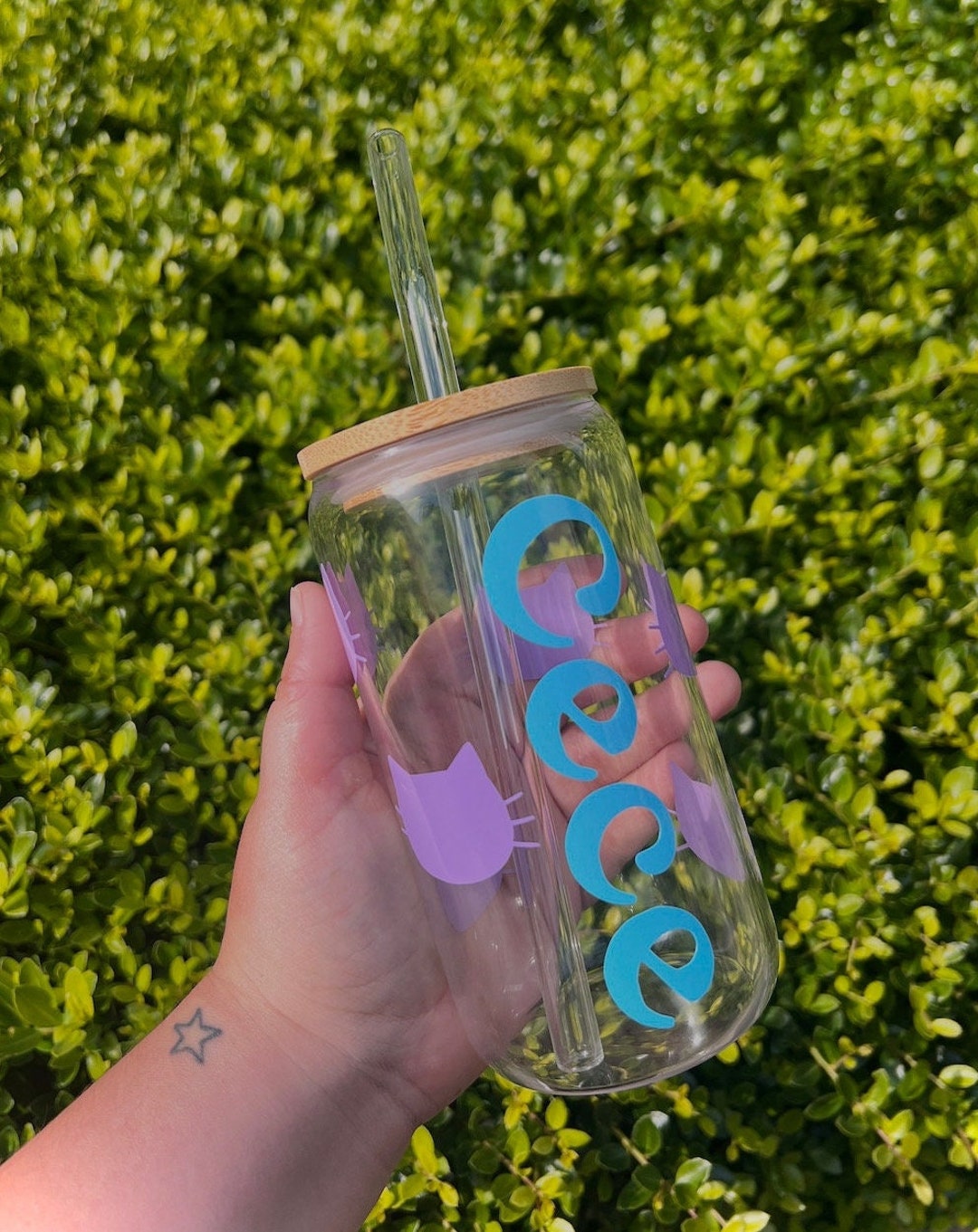 Personalized Glass Coffee Cups, Iced Coffee Cup, Name Cup, Bridesmaid ...