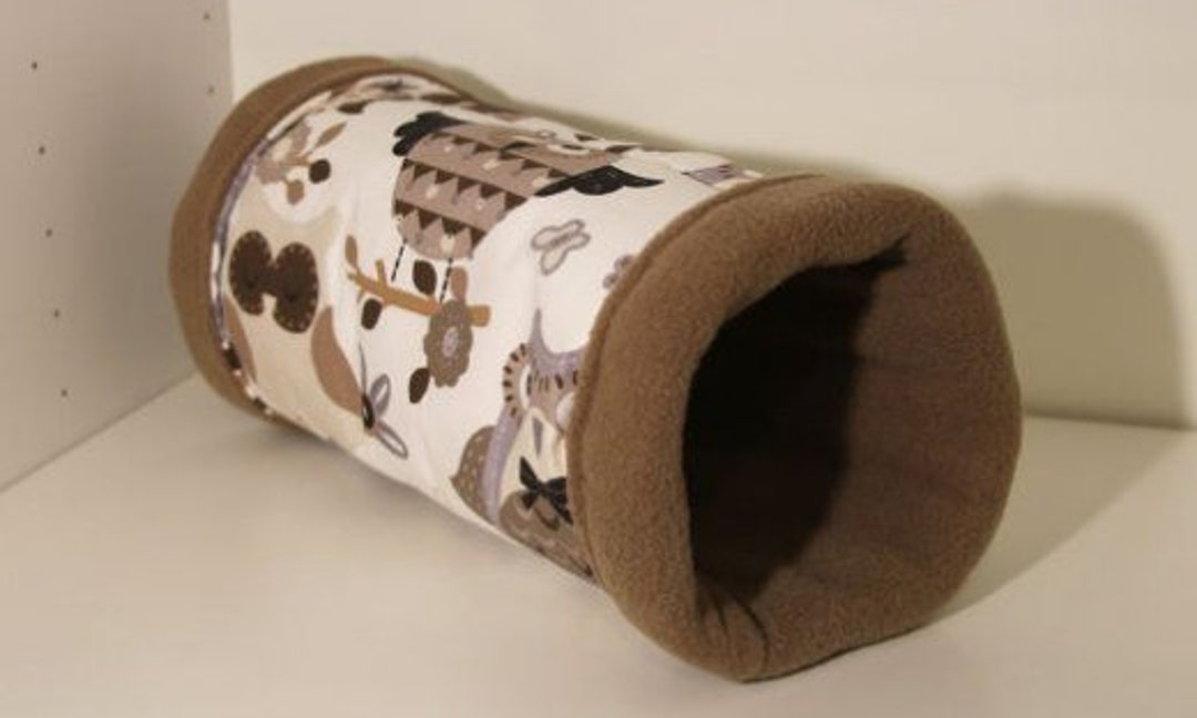 Neutral Fleece Reinforced Hedgehog Tube, Brown Owl Guinea Pig Tunnel ...