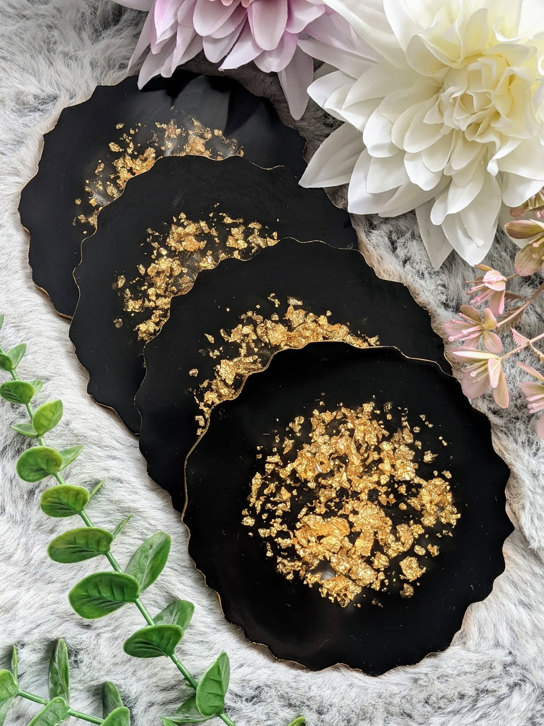 Handmade Black/Gold Resin Geode Coasters Set of 4 - Etsy Italia