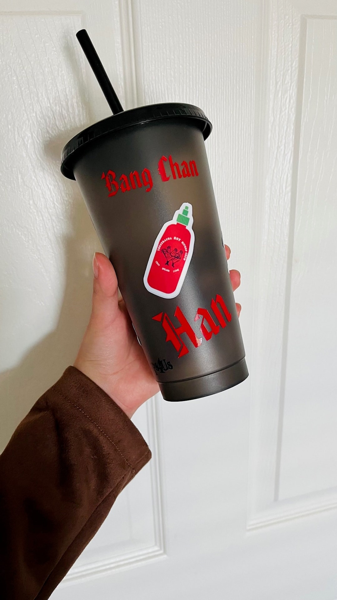 3racha SKZ Inspired Black Matte Tumbler With Free Photo Card Bang Chan ...