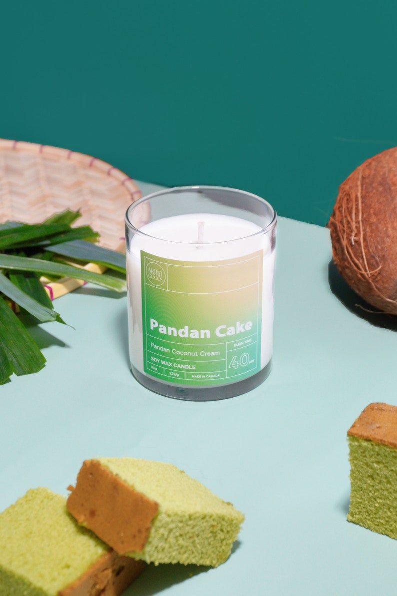 Candela di cera di soia Pandan Cake / Crema di cocco Pandan profumata ...