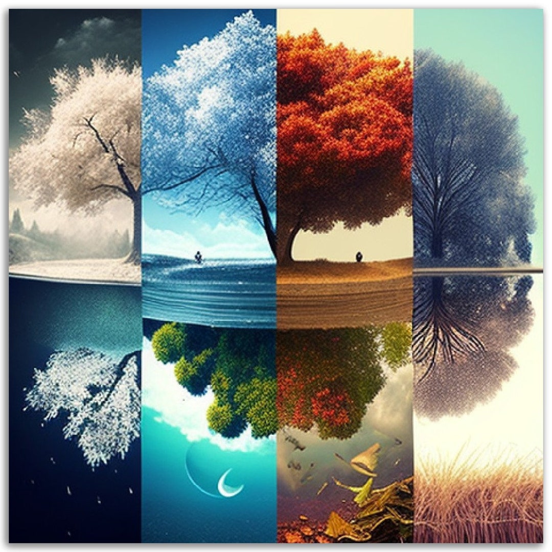All Seasons in One Picture: Beautiful Landscape Poster Design - Etsy