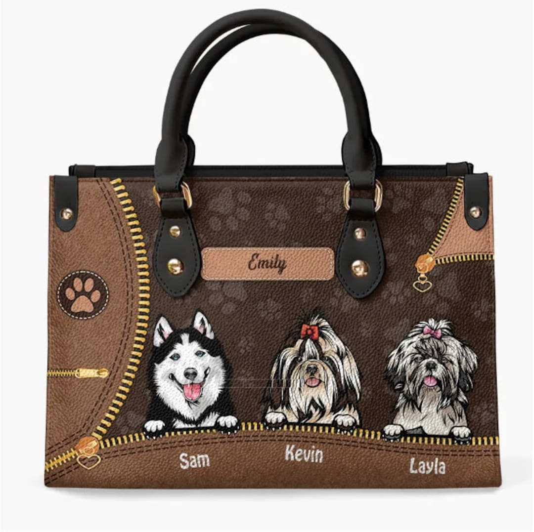 Personalized Dog Leather Bag, Gift for Dog Lovers, Dog Mom, Dog Dad ...