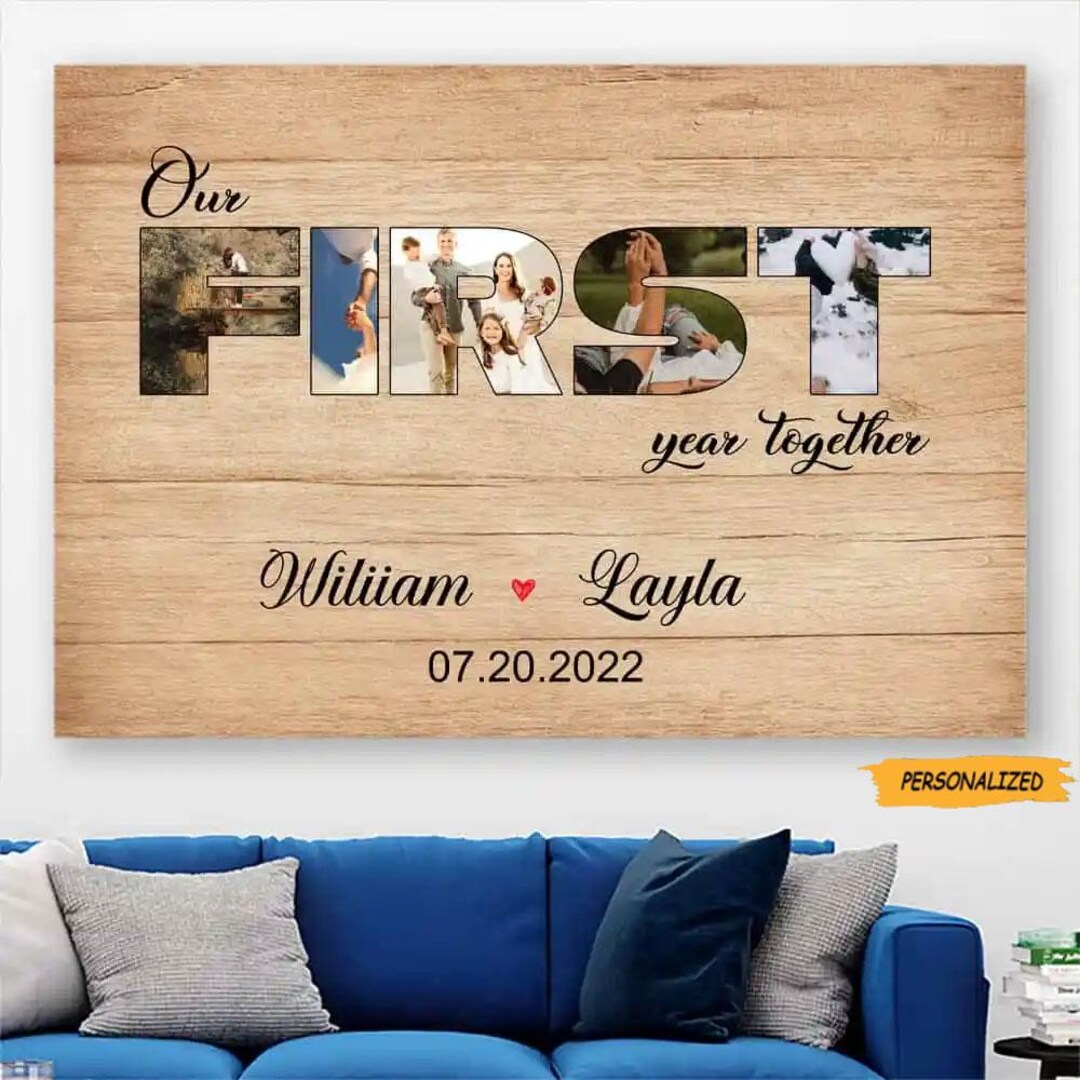 Our First Year Together Photo Collage, Personalized 1 Year Wedding ...