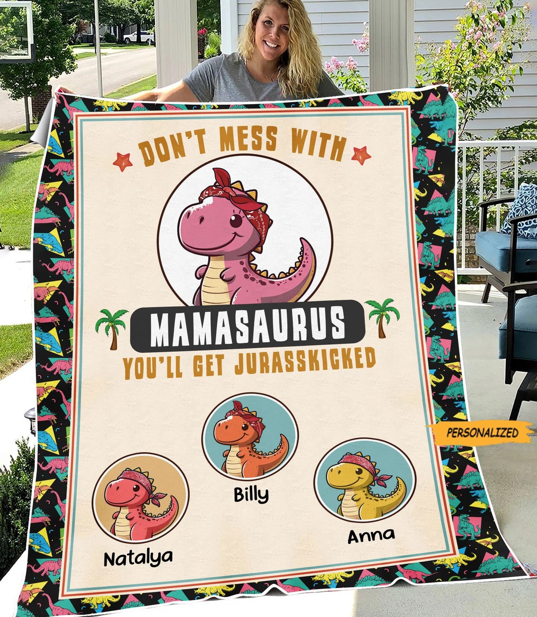 Don’t Mess With Mamasaurus Personalized Blanket, Best Gift for Mother ...
