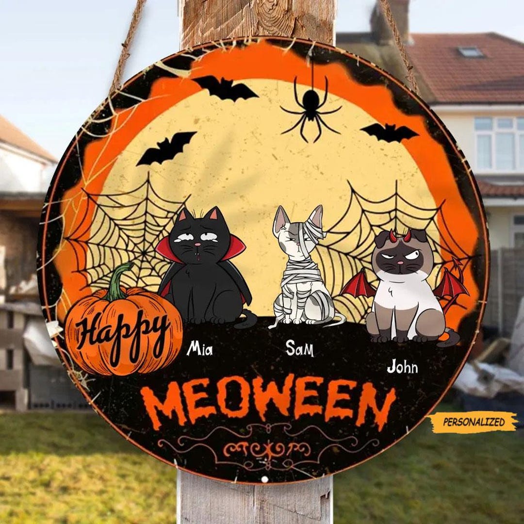 Welcome You Should Leave, Cat Warning Halloween Personalized Wood Sign ...