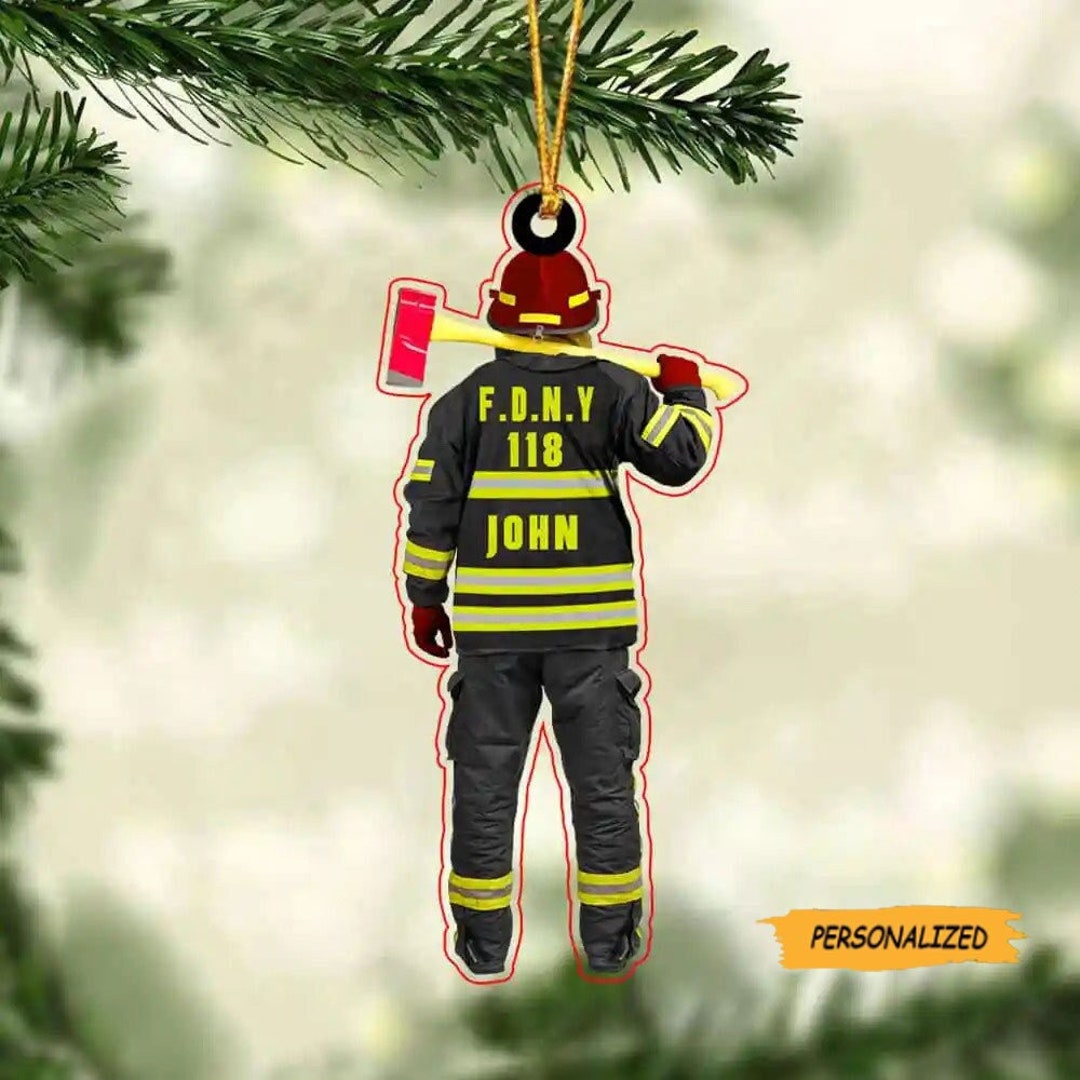 Personalized Firefighter Department Custom Name Acrylic Ornament ...