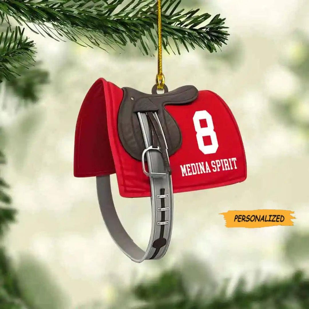 Personalized Horse Racing Saddle Christmas Ornament, Horse Racing Gift ...