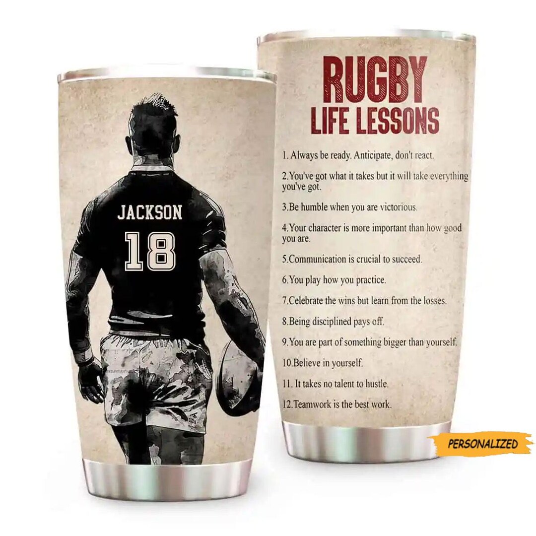 Personalized Rugby Life Lessons Tumbler, Gift for Rugby Lovers, Him ...