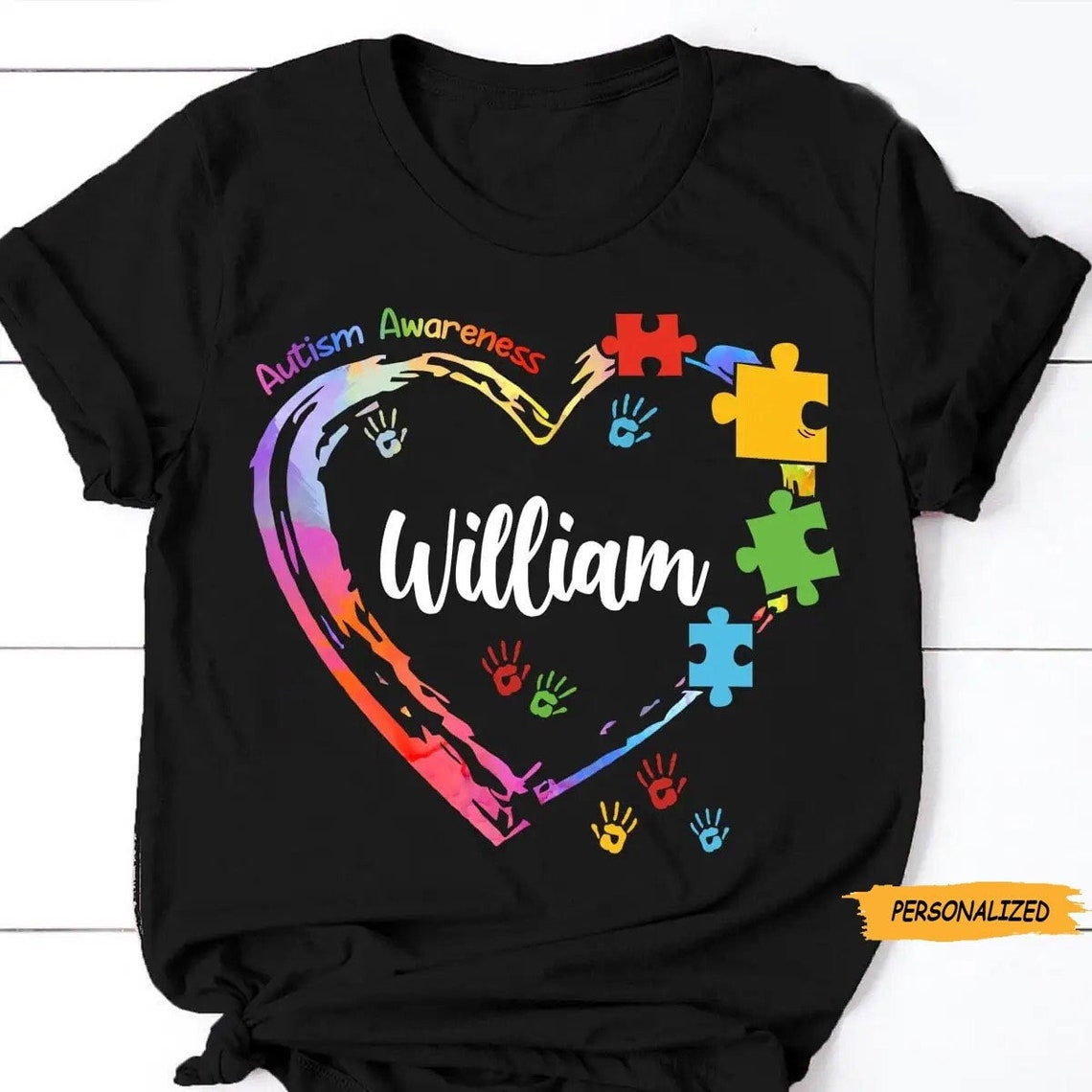 Personalized Autism Heart Colorful Custom Name T Shirt, Gift for ...