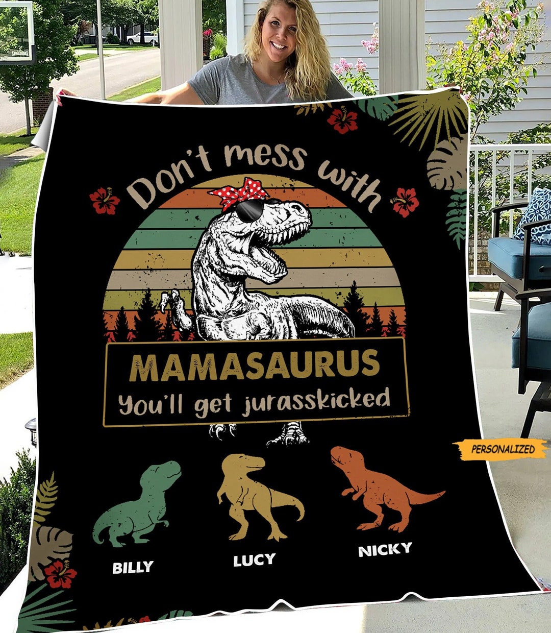 Don’t Mess With Mamasaurus/grandmasaurus Personalized Blanket – Best ...