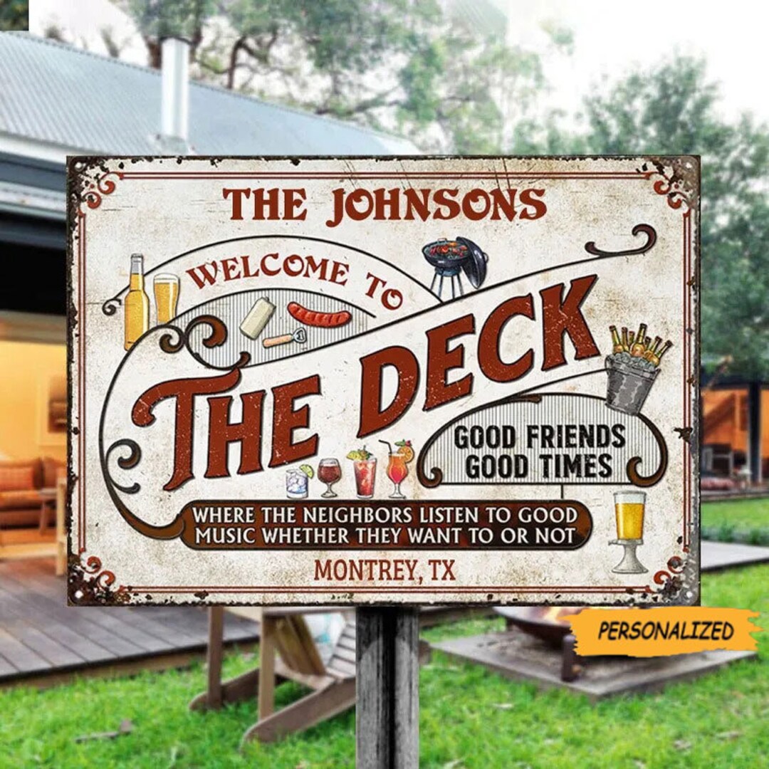 Grilling Patio Backyard Personalized Custom Metal Sign, Outdoor Metal ...