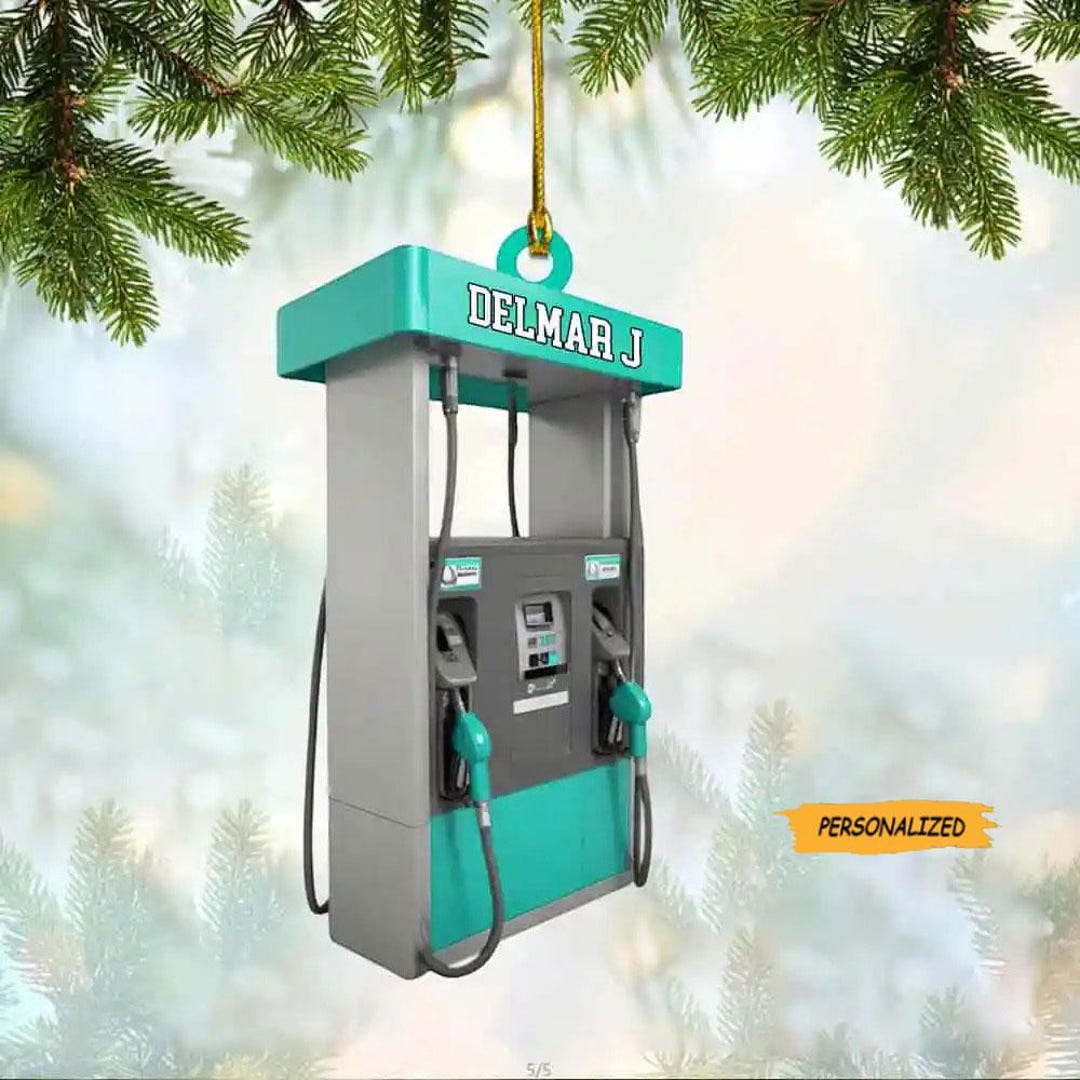 Personalized Gas Pump Christmas Ornament, Gas Station Ornament Decor ...