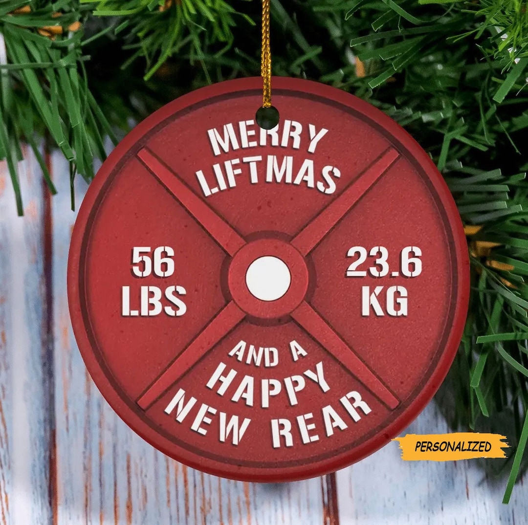 Merry Fitmas Weight Plates, Personalized Circle Ornament, Christmas ...