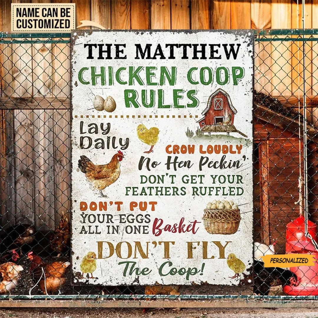 Chicken Coop Rules Personalized Custom Classic Metal Sign, Gift for ...